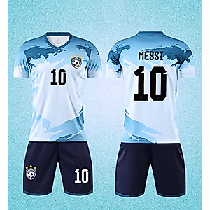 Casmy Kids Youth Argentina Me-Ssii Jersey+Soccer Shorts World Cup Football Sports Team Camo Graphic Shirts Kit for Boy Girl