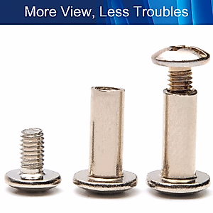 Bettomshin 20Pcs M3 Binding Screw, M3 x 10mm Nickel Plated Carbon Steel Cross Head Butt Screw Binding Post Screw Kit for Scrapbook Photo Albums Bookbinding DIY Leather Saddles Purses Belt