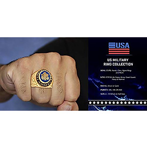 US Jewels Customizable Men's 0.925 Sterling Silver United States Marine Corps Military Solid Back Ring (Size 9)