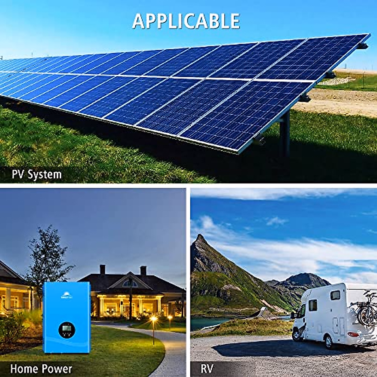 UL1741 8000W DC 48V MPPT Solar Inverter Charger,Low Frequency Pure Sine Wave Split Phase Inverter AC Input 240V to Output 120V / 240V, with 80A AC Charger, Off Grid Inverter Made by SUNGOLDPOWER