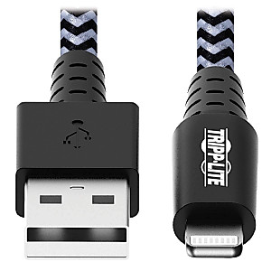 Tripp Lite Heavy Duty USB to Lightning Charging & Data Cable, Heavy Duty with Braided Jacket, MFi Certified for Apple iPhone, iPad & iPod - 6 Feet / 1.8 Meters, 2-Year Warranty (M100-006-HD)