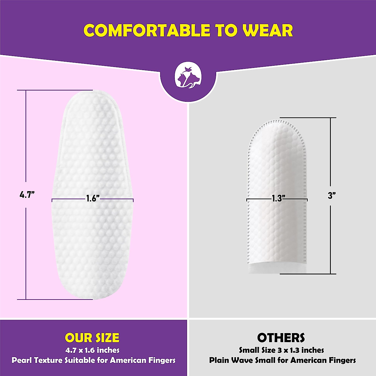 Flintstone Dog Ear Cleaner Finger Wipes – Ultra Big Dog Ear Wipes Gently Clean Ear Wax, Dirt - Ear Wipes for Dogs & Cats Soothes Ear Itching - Mild Coconut Scent - 60 Count