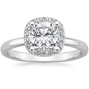 1.5 CT Cushion Cut VVS1 Colorless Moissanite Engagement Ring Wedding Halo Bridal Set for Women Moissanite Rings Gifts Anniversary Promise Her, 925 Sterling Silver Handmade