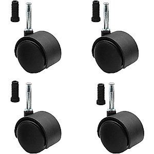 2 Inch Child Crib Caster Rubber Swivel Cot Castors,Set of 4 Furniture Wheel,Baby Crib Wheel Accessories,Load 80kg,Double Wheel,Silent,with Metal Plunger Stem (Black-Brake)