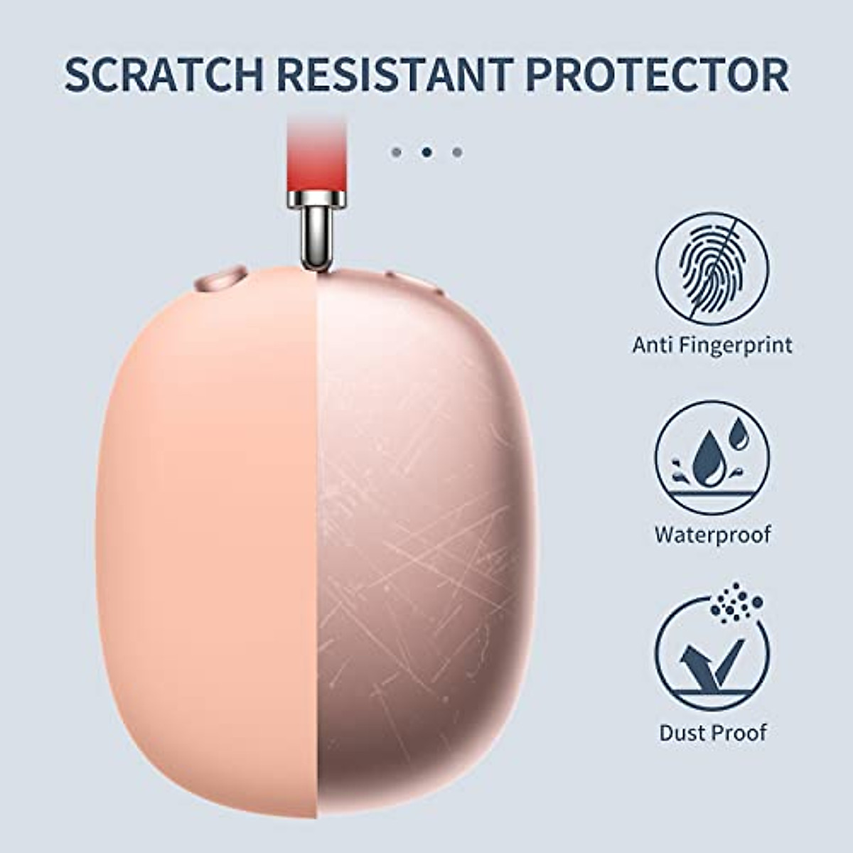 Fintie Silicone Case Cover for AirPods Max Headphones, Anti-Scratch Ear Cups Cover and Headband Cover for AirPods Max, Accessories Skin Protector for AirPods Max (Pink)