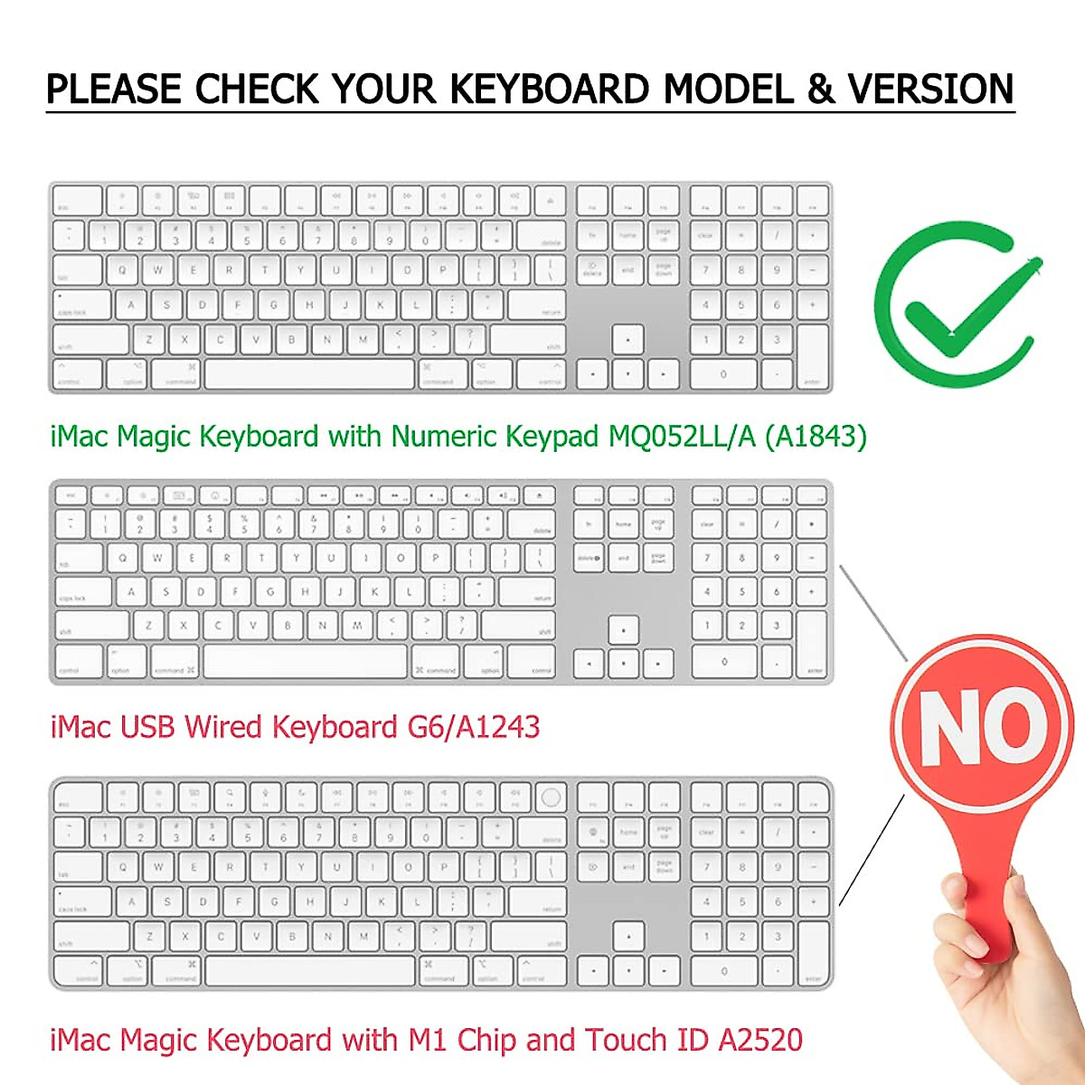 Silicone Keyboard Cover Skin for Apple Magic Keyboard with Numeric Keypad MQ052LL/A (A1843) US Layout Ultra Thin Protector Skin Accessories Transparent