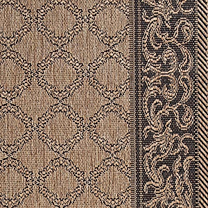 Couristan Recife Garden Lattice Indoor/Outdoor Area Rug, 8'6" Square, Cocoa-Black
