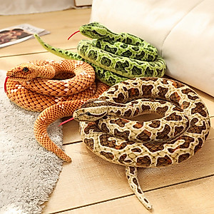 80" Snake Stuffed Animal Plush, Realistic Curling Giant Snake Plush Toys for Kids Zoologist Halloween Costume, Lifelike Boa Constrictor Stuff Snake Soft Plushies Toy Gifts for Kids Birthday
