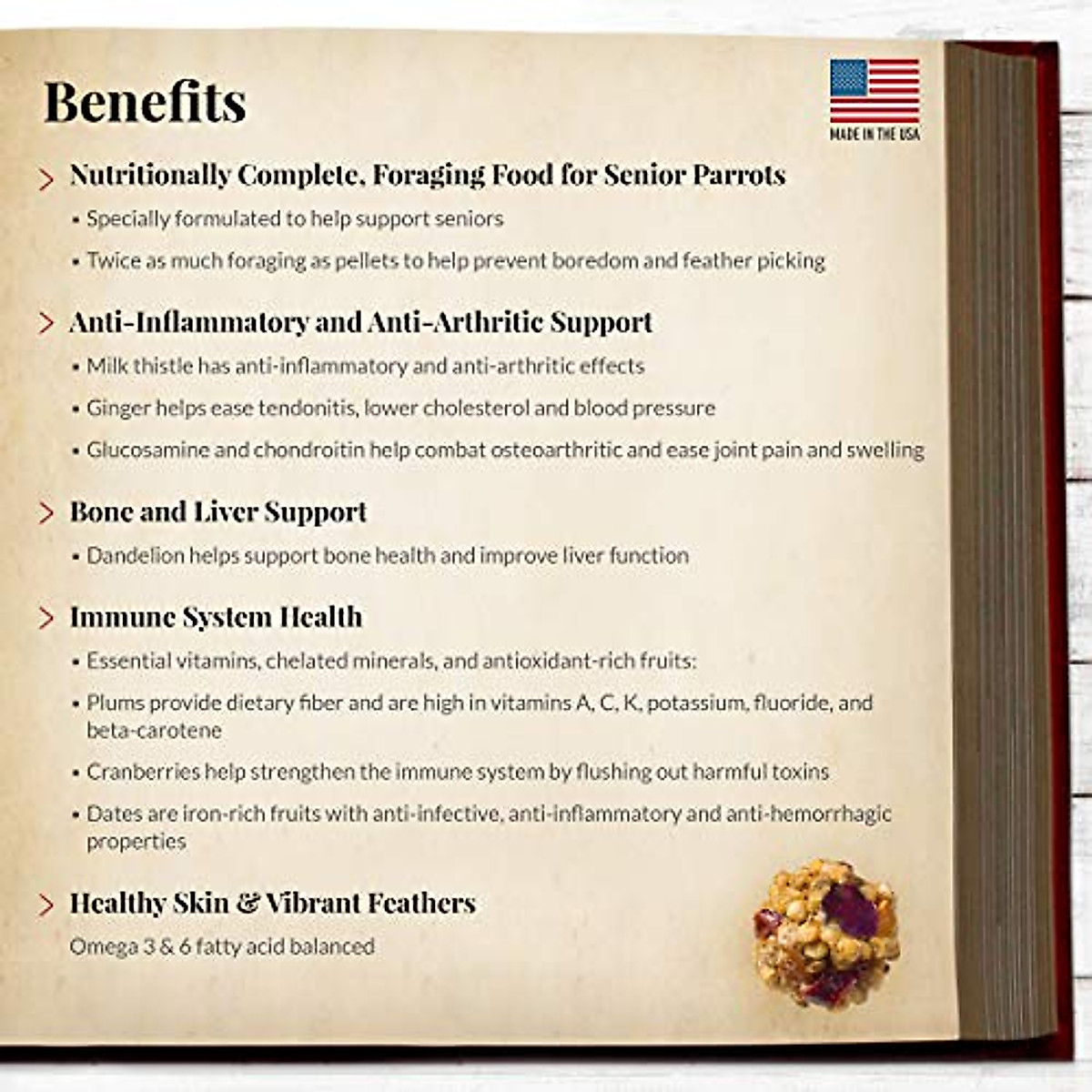 LAFEBER'S Senior Bird Nutri-Berries Pet Bird Food, Made with Non-GMO and Human-Grade Ingredients, for Parrots, 10 oz