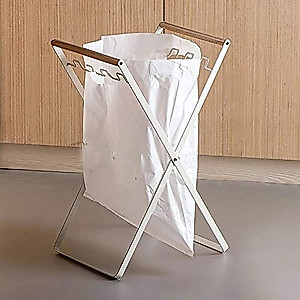 Kuinayouyi X-Type Folding Trash Stand Can Metal Trash Bag Box Holder Garbage Bag Rack Home Kitchen Storage RacksTowel Rag Dry Shelf