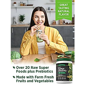 Nature's Truth Super Greens Powder Supplement | Fruit & Vegetables Superfood Blend | Vegan, Non-GMO & Gluten Free Juice & Smoothie Mix | 9.88 oz