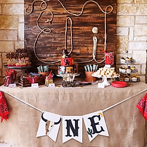 VAVAYAO First Rodeo High Chair Banner - Western Themed Birthday, First Rodeo, Baby 1st Birthday Party Decorations, Farm Themed Party Decorations, Bull Skull, Cactus, Wild West, 1st Birthday