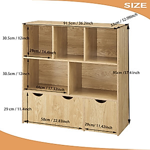 EFURDEN Toy Storage Organizer, Large Kids Bookshelf, 3 Tier Wooden Bookcase, Sturdy Baby Book Rack Storage, Toy Cabinet Chest, Child Book Display Shelf for Playing Room, Library, Nursery, Bedroom