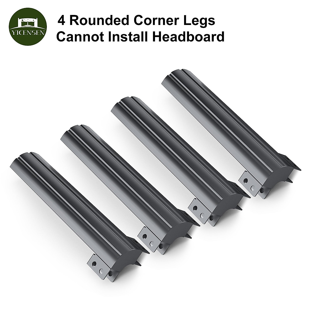 Yicensen 24 Inch High Queen Bed Frame Rounded Corner No Box Spring Needed, Heavy Duty Metal Queen Size Platform Bed Frame, Easy Assembly, Noise Free, Black