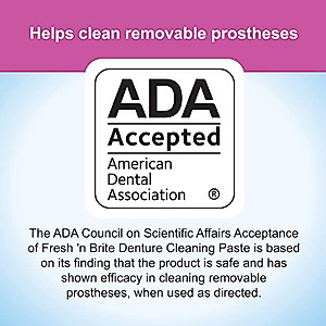 Fresh 'n Brite Denture Cleaning Paste for Dentures, Removable Partial Dentures, Retainers, Mouthguards, Nightguards, Fast Stain Removal, 3.8 oz Tubes - Pack of 2 (7.6 oz in Total)