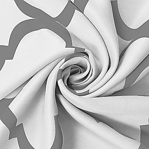 Melodieux Moroccan Fashion Thermal Insulated Room Darkening Blackout Grommet Curtains for Living Room, 42 by 84 Inch, Off White/Grey (2 Panels)