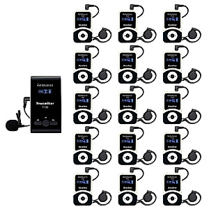 Retekess T130 Tour Guide System, Wireless Tour Guide Headsets, Easy to Set Up, Rechargeable Battery, Translation Devices for Tour, Church (Case of 1 Transmitter 15 Receivers)