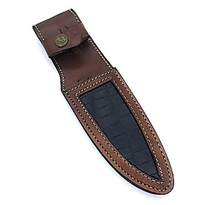 10" brown custom handmade leather sheath for 5" cutting blade knife