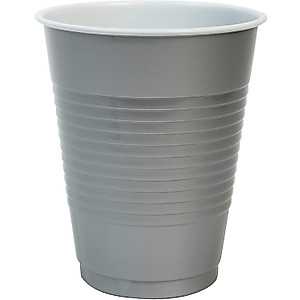 Silver Solid Color Premium Heavy Weight Plastic Cup (18 Oz.) 50 Count - Elegant & Durable, Perfect for Parties, Weddings & Everyday Use