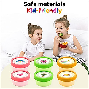 HOUSYLOVE Plastic Small Containers With Lids For Lunch Box, Colorful Dressing Sauce Containers For Lunch Box, Tiny Containers With Lids, Dip Containers For Lunches, 6 Pack