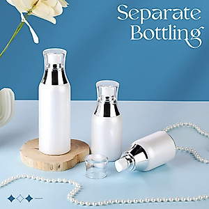 EOPER Airless Pump Jars 30/50/100ML, 3 Pieces Empty Refillable Cosmetic Air Pump Jars Bottles Airless Lotion Cream Sample Containers Makeup Vials Accessories Leak-Proof DIY Travel, Pearly White