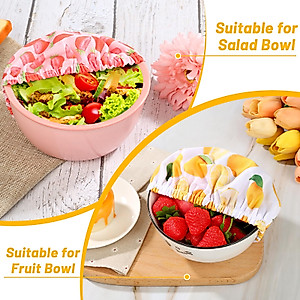 15 Pieces Reusable Bowl Covers in 6 Size, Sublaga Stretch Cloth Fabric Dish Cover Kitchen Storage Containers Lids for Fruits Food Leftover Dough Bread Proofing (Fruit Style)