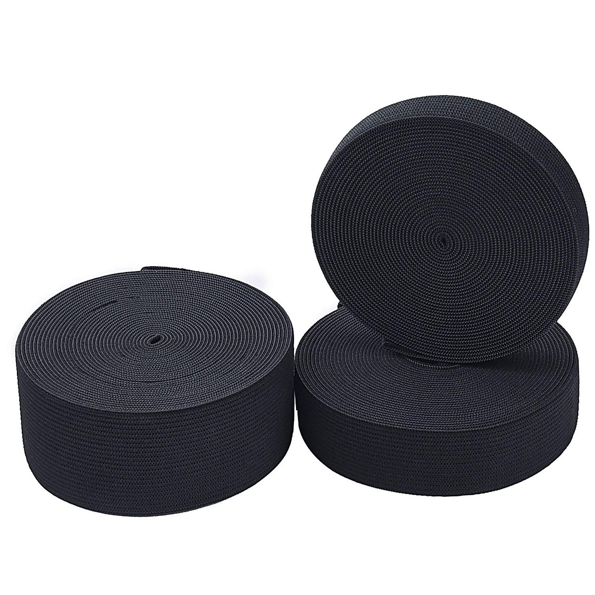 Sunmns 3 Rolls Sewing Stretch Elastic Band Spool, 3/5, 1, 1-1/2 Inch in Width, 5.5 Yards/Roll (Black)