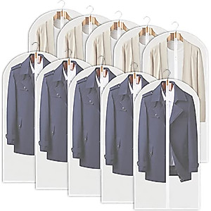 OUPAI Garment Bag for Hanging clothes, 40 inch Clear Full Zipper Suit Bags Breathable Dust Garment Cover for Closet and Cloth Storage Dustproof Closet Storage and Travel- 24'' x 40'' /10 Pack
