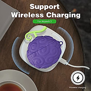 Oqplog for AirPod 3 Case Design Cover for AirPods 3 (2021) Silicone Cases Air Pods 3rd Generation Cute Funny Cartoon 3D Kawaii Fun Designer Fashion Cool Unique for Girls Boys Teen Girly Purple Fruit