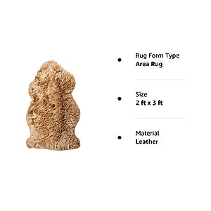 Natural Milan Genuine Sheepskin Area Rugs with Thick and Lush Pile, Fluffy Sheep Fur Rug with Anti-Skid Backing for Bedroom Living Room, Single Pelt, Morchella