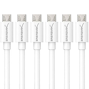 SABRENT [6-Pack 22AWG Premium 3ft Micro USB Cables High Speed USB 2.0 A Male to Micro B Sync and Charge Cables [White] (CB-M63W)