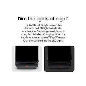 SAMSUNG Electronics Wireless Charger Convertible Qi Certified (Pad/Stand), for Galaxy Buds, Galaxy Phones, and Apple iPhone Devices - US Version - Black (US Version)