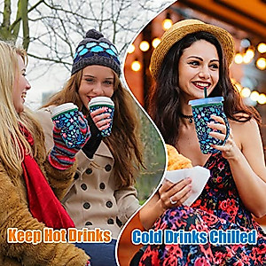 FENSING Reusable Iced Coffee Sleeve for Iced Coffee Cups, 3 Pack Insulator Neoprene Cup Sleeve with Handle for Cold Drinks Beverage Compatible with Starbucks Dunkin Coffee and More (Leaf)