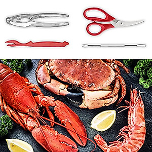 GPYG Crab Crackers and Tools, 27-piece Seafood Tools Set, Includes 8 Crab Crackers, 8 Lobster Shellers, 8 Crab Leg Forks/Picks, 2 Seafood Scissors & Storage Bag, Nut Cracker Set, Crab Leg Crackers