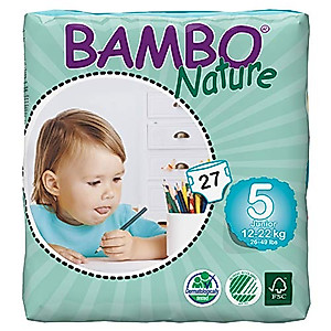 Bambo Nature Eco Friendly Baby Diapers Classic for Sensitive Skin, Size 5 (26-49 Lbs), 27 Count