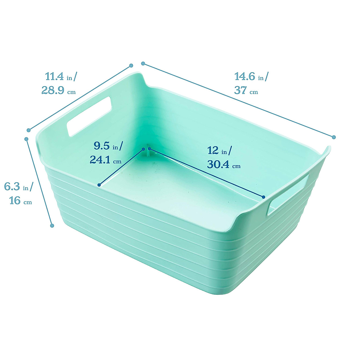 ECR4Kids Bendi-Bins with Handles, Flexible Plastic Storage Baskets for Multipurpose Use, Stackable Storage Organizer, 14.6in x 11.4in, 6-Piece - Pastel