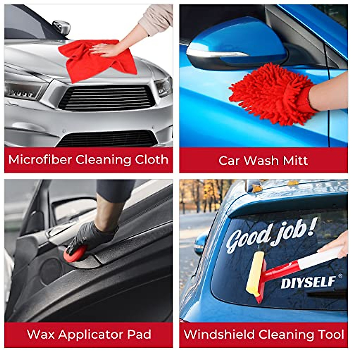 DIYSELF 17-Piece Professional Car Detailing Kit, Detailing Brush Set, Car Interior Detailing Kit, Car Detailing Brushes for Auto Repair Shop, Home