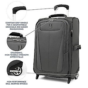 Travelpro Maxlite 5 Softside Expandable Upright 2 Wheel Luggage, Lightweight Suitcase, Men and Women, Shadow Grey, Carry-On 22-Inch