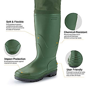 TIDEWE Hip Wader, Lightweight Hip Boot for Men and Women, 2-Ply PVC/Nylon Fishing Hip Wader Green Size 11