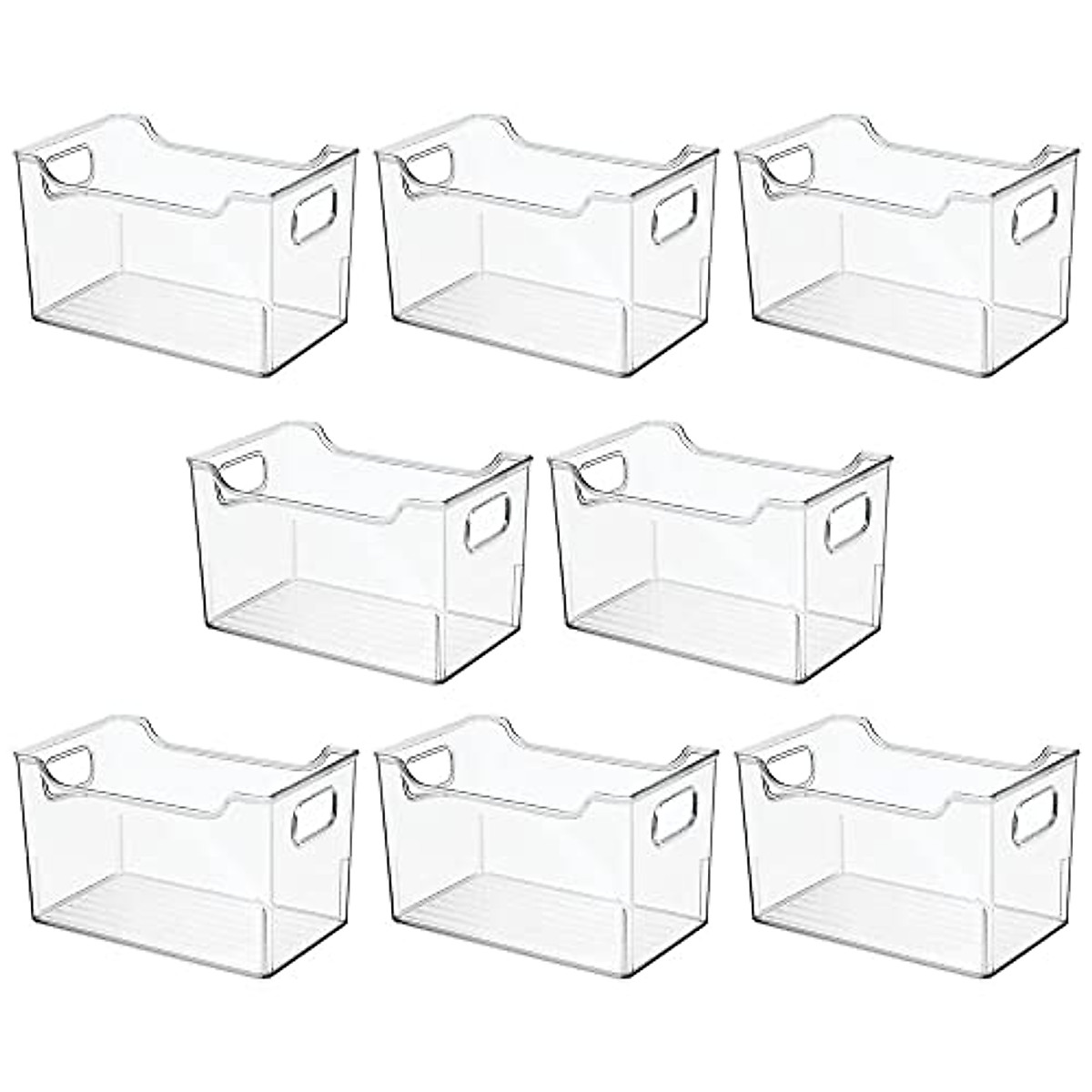 mDesign Deep Plastic Storage Organizer Bin, Craft Room Organization for Classroom, Studio, Shelves, and Closet - Storage for Sewing, Art Supplies, Yarn, and Tools - Ligne Collection - 8 Pack - Clear