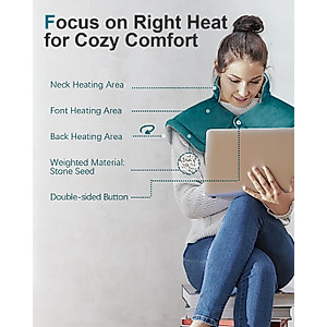 Heating Pad for Neck and Shoulder Pain Relief, Gifts for Women Mom Men Dad Birthday Christmas, 2lb Electric Heating Pad for Back, 6 Heat Settings, Auto Shut Off, Home Office, Large 17x23inch, Blue