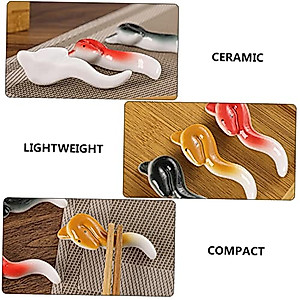 Ciieeo 3pcs Chopsticks Holder Pen Holder Ceramic Chopstick Holders Spoon Rest Calligraphy Brush Rack Fork Rest Chopstick Stand Utensil Rack Spoon Fork Holder Tableware Rest Ceramics Tray