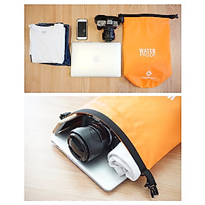 Foto&Tech Orange 10LT Waterproof Dry Bag Roll Top Dry Compression Sack Floating Dry Gear Bag Storm Sack+Backpack Style Padded Shoulder Straps for Kayaking/Boating/Beach/Rafting/Hiking/Camping/Fishing