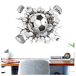 SITAKE 3D Soccer Stickers, 3D Wall Art Soccer Ball Stickers Decals for Kids Room, Football Vinyl Art DIY Sticker for Boys Bedroom Playroom Living Room Window Door Decoration, 19.7 x 24.3in