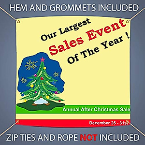 BANNER BUZZ MAKE IT VISIBLE Largest Sales Event of The Year Banner, Annual Sale Advertising Banner Sign, 11 Oz Vinyl, Metal Grommets & Hemmed Edges, Perfect for Outdoor Business Decor (4' X 2')