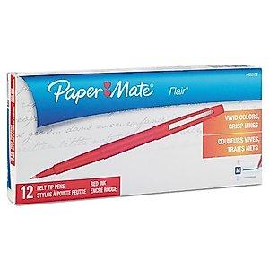 Point Guard Flair Porous Point Stick Pen, Red Ink, Medium, Dozen, Sold as 12 Each