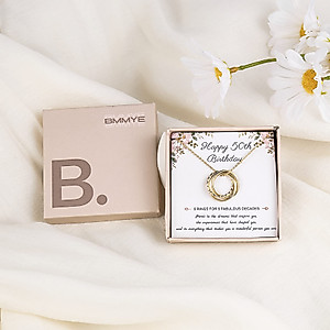 BMMYE 60th Birthday Gifts for Women, Gold Silver Necklace Circle Pendant Mothers Day Jewelry 60 Year Old Birthday Gifts Ideas for Mom Friend