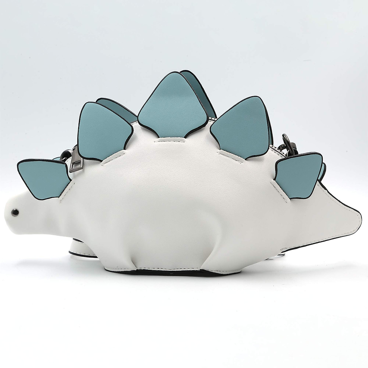 Ondeam Dinosaur Shoulder Purses,PU Stegosaurus CrossBody Bag for Girl Women(White)