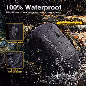 KINGS TREK Dry Bag, TPU Waterproof Backpack with Airtight Zipper, 20L Floating Waterproof Pack with Phone Case (Black, 20L)