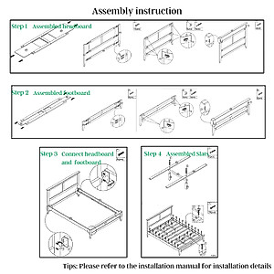 AOCOROE Solid Wood Full Bed Frame, Wooden Full Bed, Full Platform Bed with Headboard, Foot Board and Slats, No Box Spring Needed, White